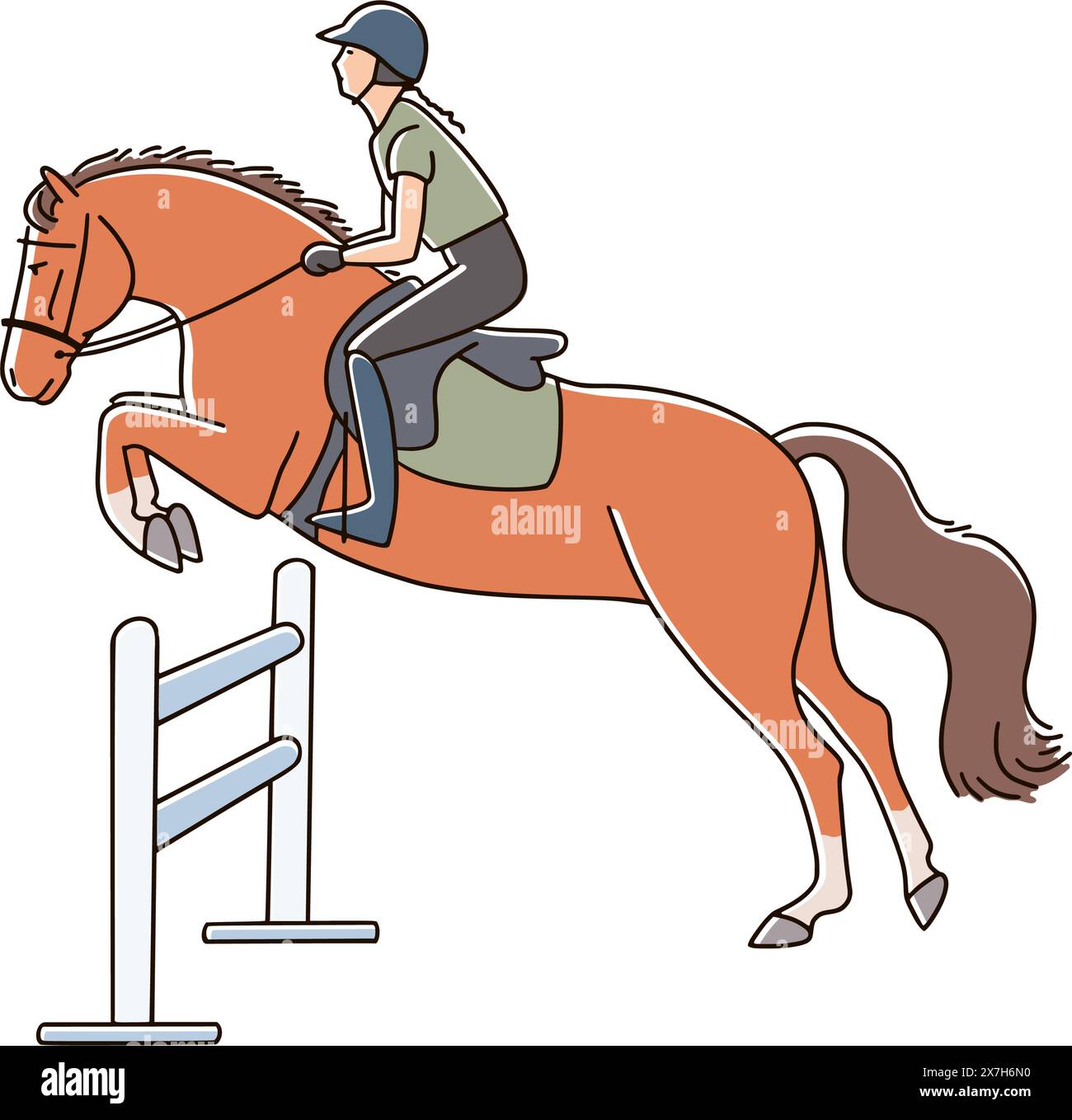 Lady and children with pony Stock Vector Images - Alamy