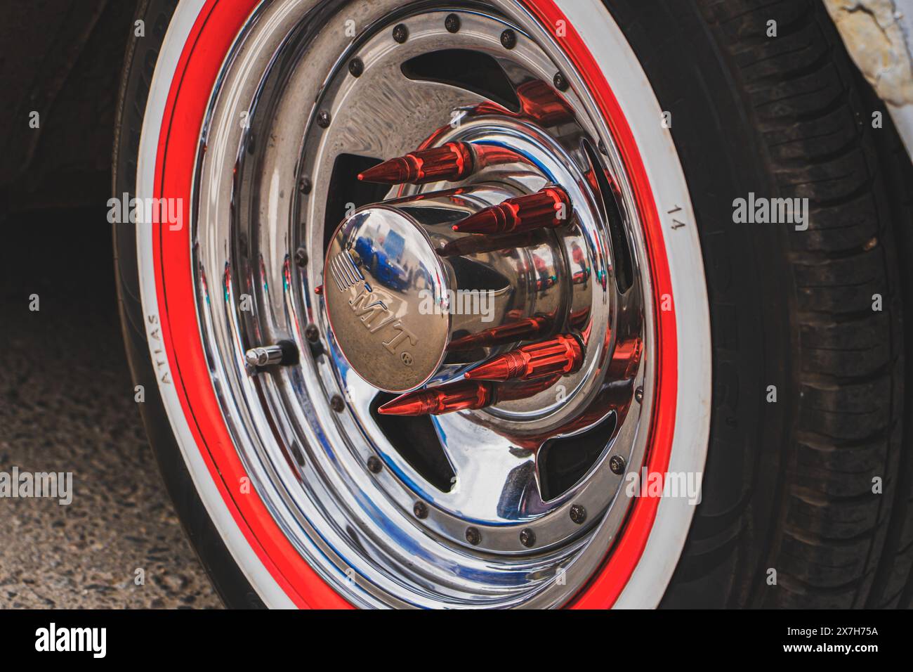Shiny wheel of an old Russian Volga car. Tver, Russia: April 23, 2022 Stock Photo - Alamy