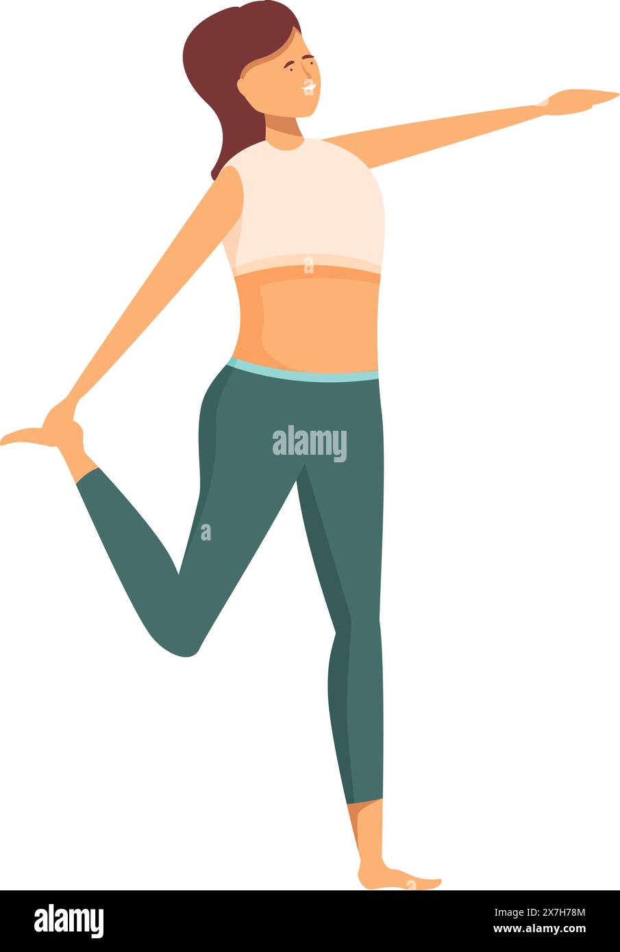 Illustration of a young female performing a balance yoga pose with ease ...