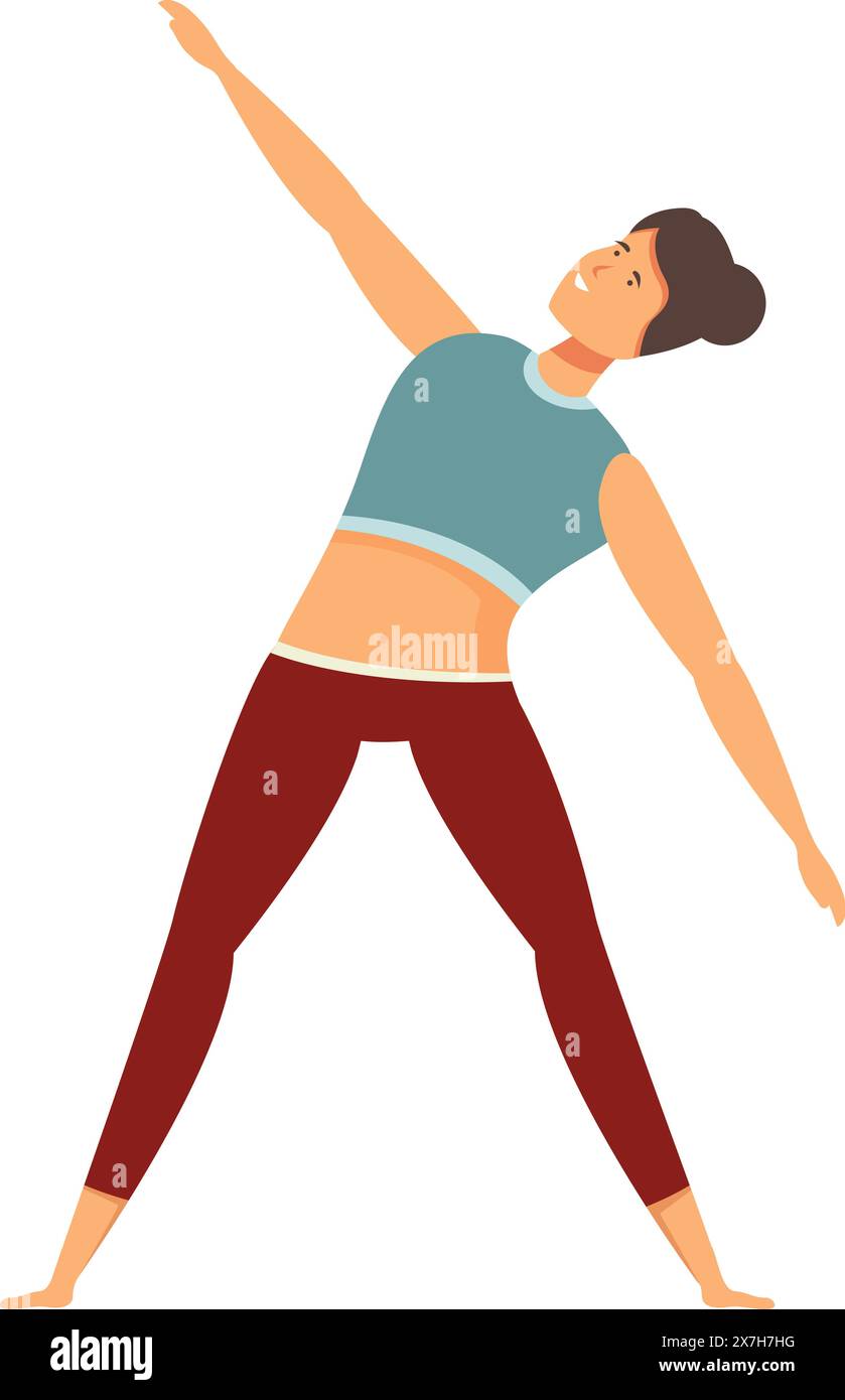 Illustration of a young adult woman practicing yoga poses for physical ...