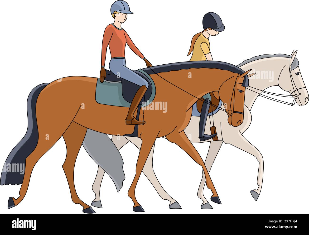 Young riders during equestrian training Stock Vector Image & Art - Alamy