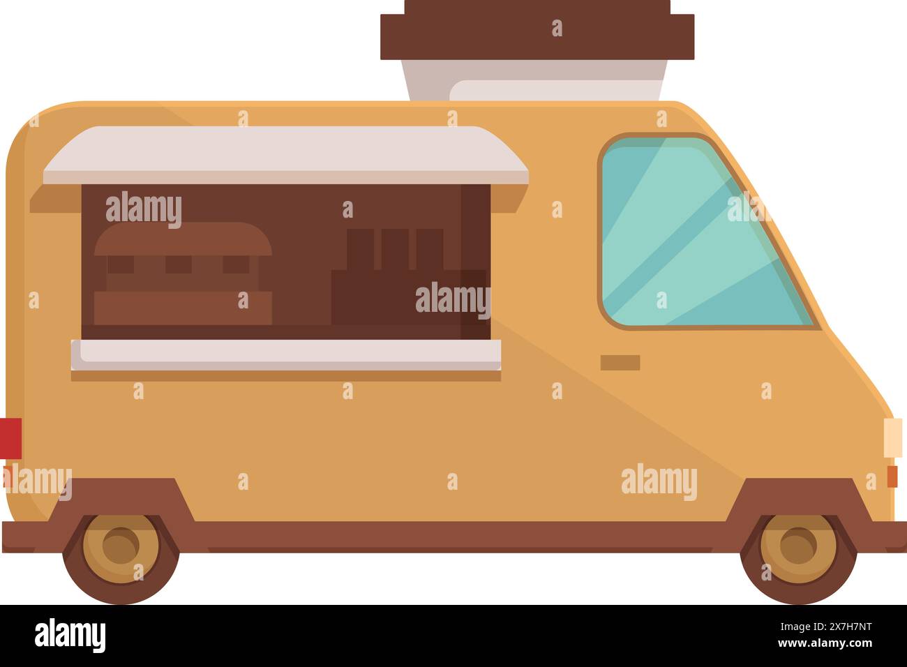 Colorful cartoon food truck vector illustration with quirky, cute ...