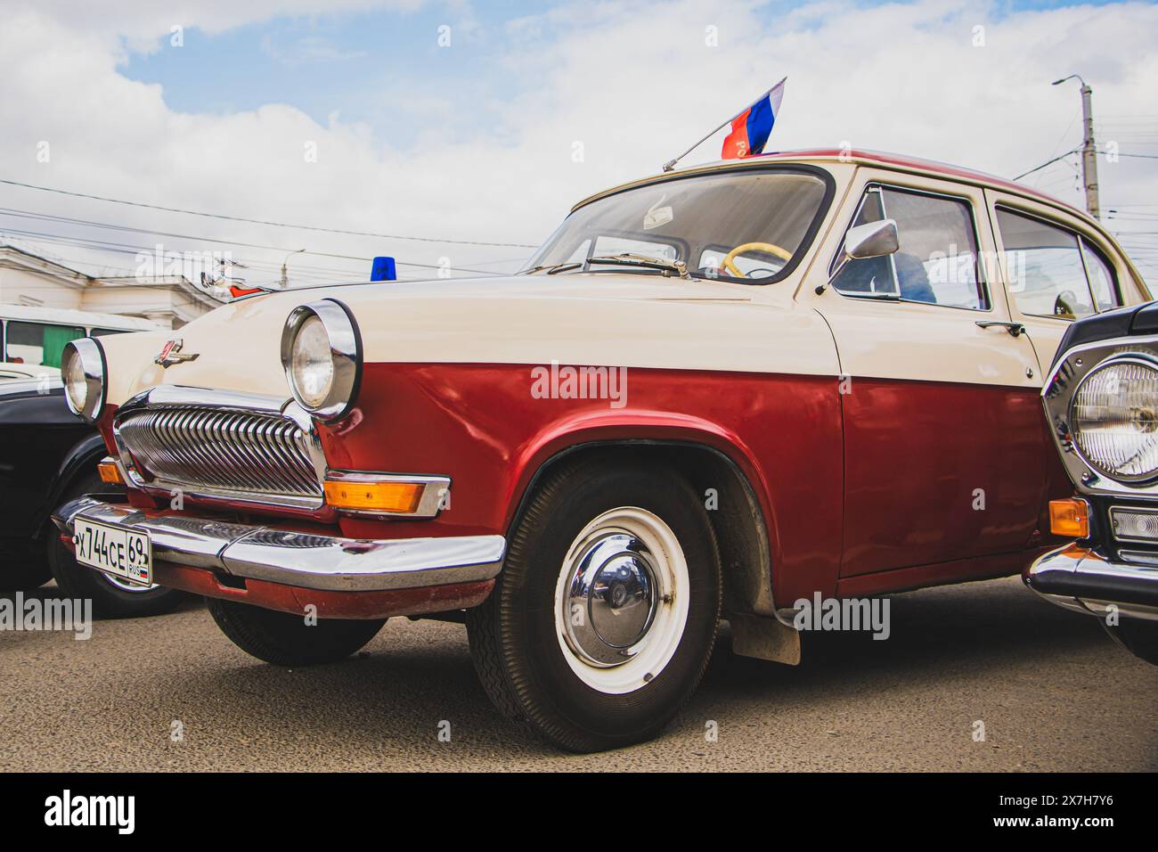 Free exhibition of retro cars in the open air. Vintage Soviet and Russian cars. Tver, Russia ...