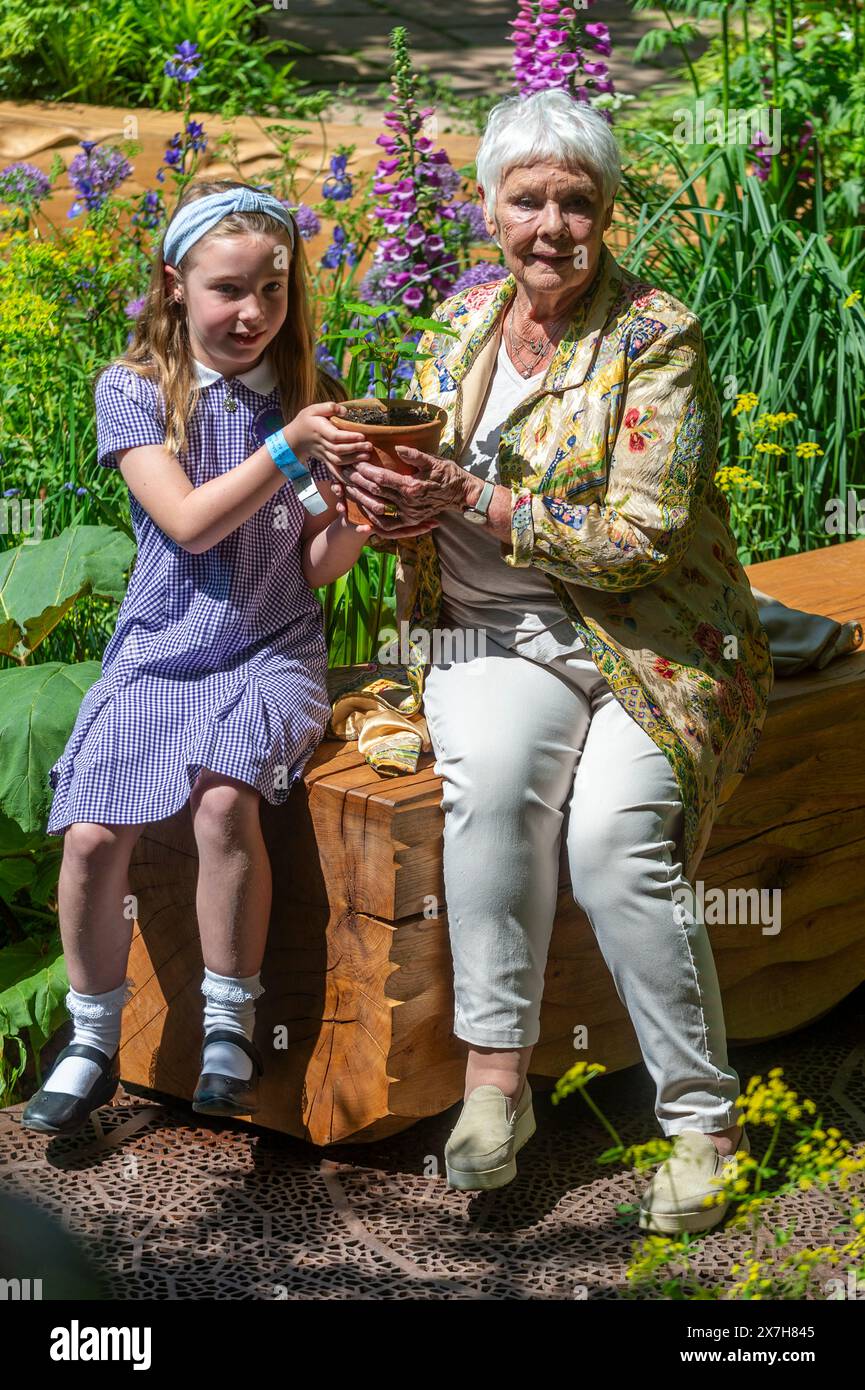 London, UK. 20 May 2024. Dame Judi Dench and Charlotte Crowe (aged 8 ...