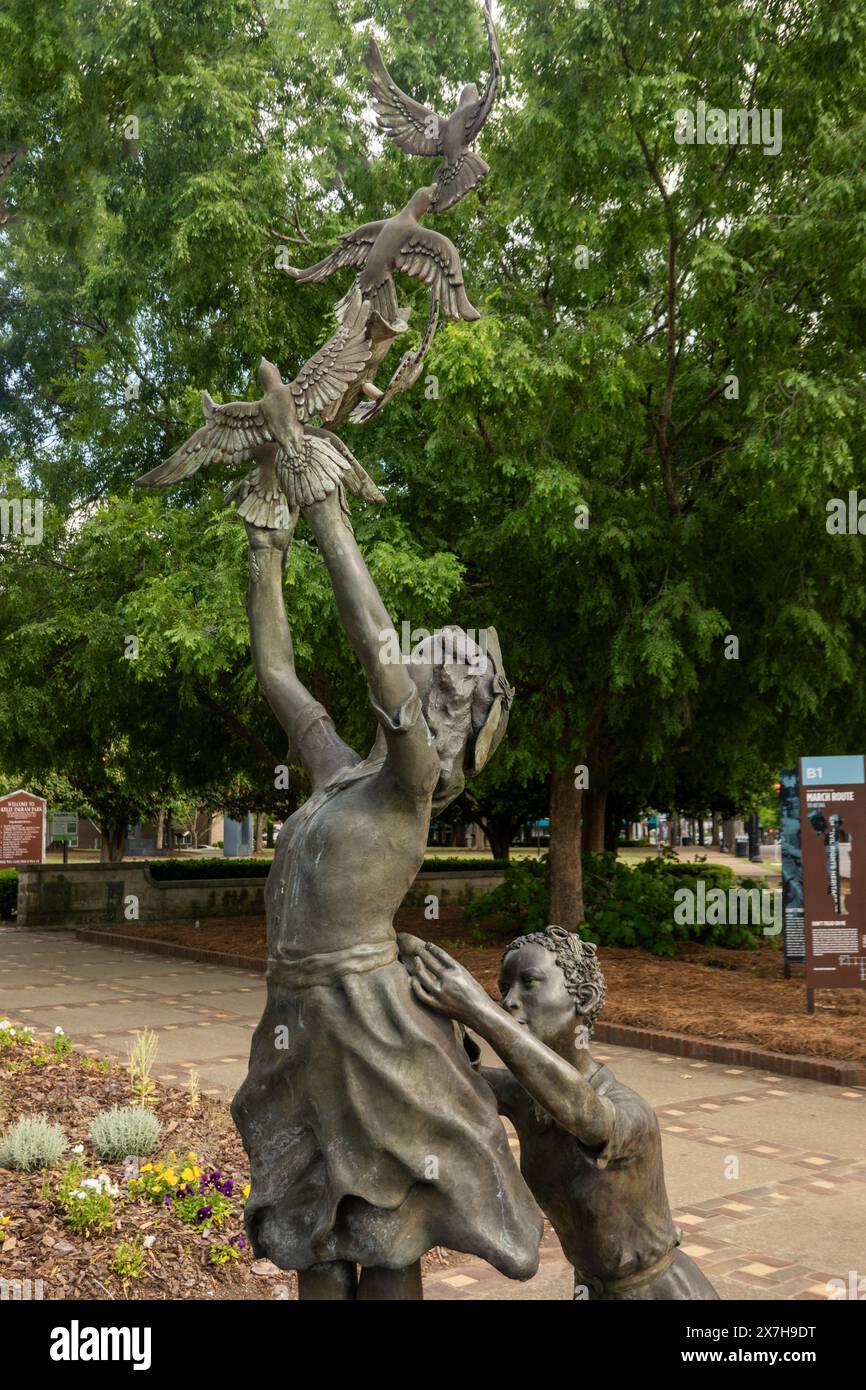 Statues and memorial in Kelly Ingram park in Birmingham Alabama Stock ...