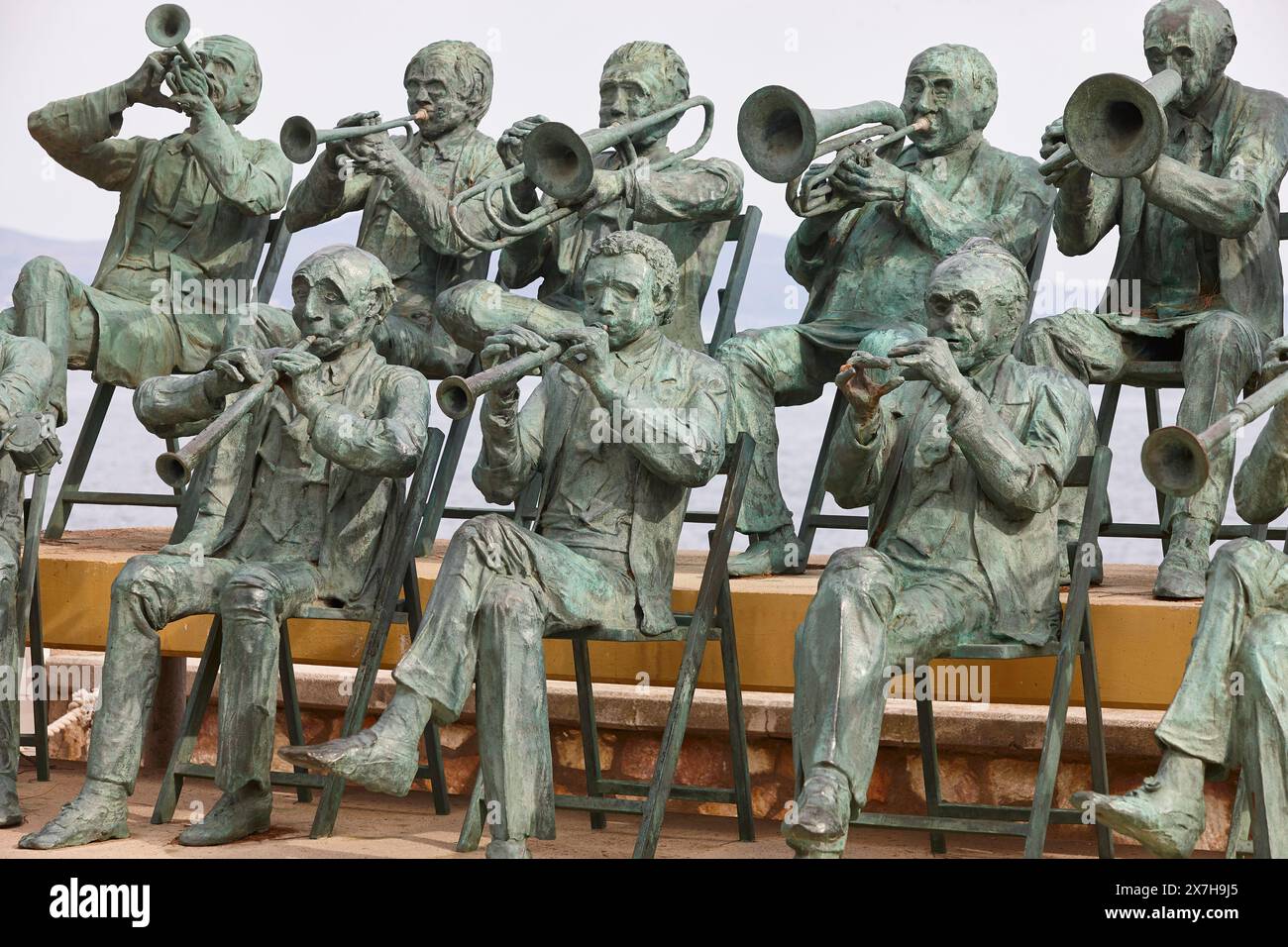 Tribute to sardana traditional catalonian dance. Musicians sculpture ...