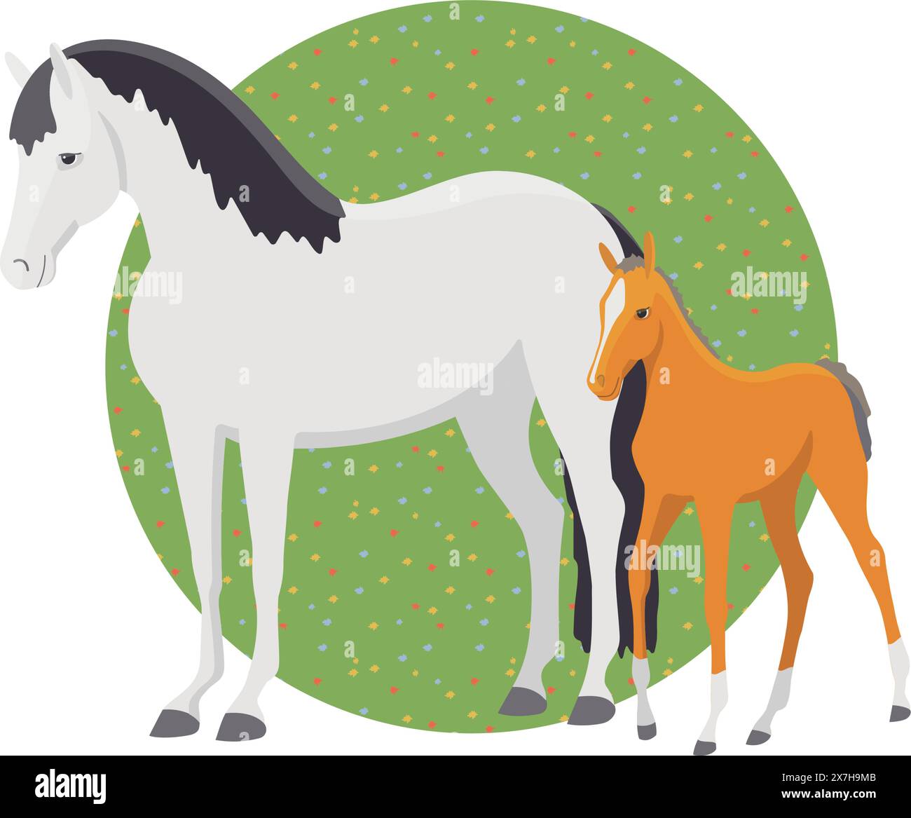 Mare with a foal Stock Vector Image & Art - Alamy