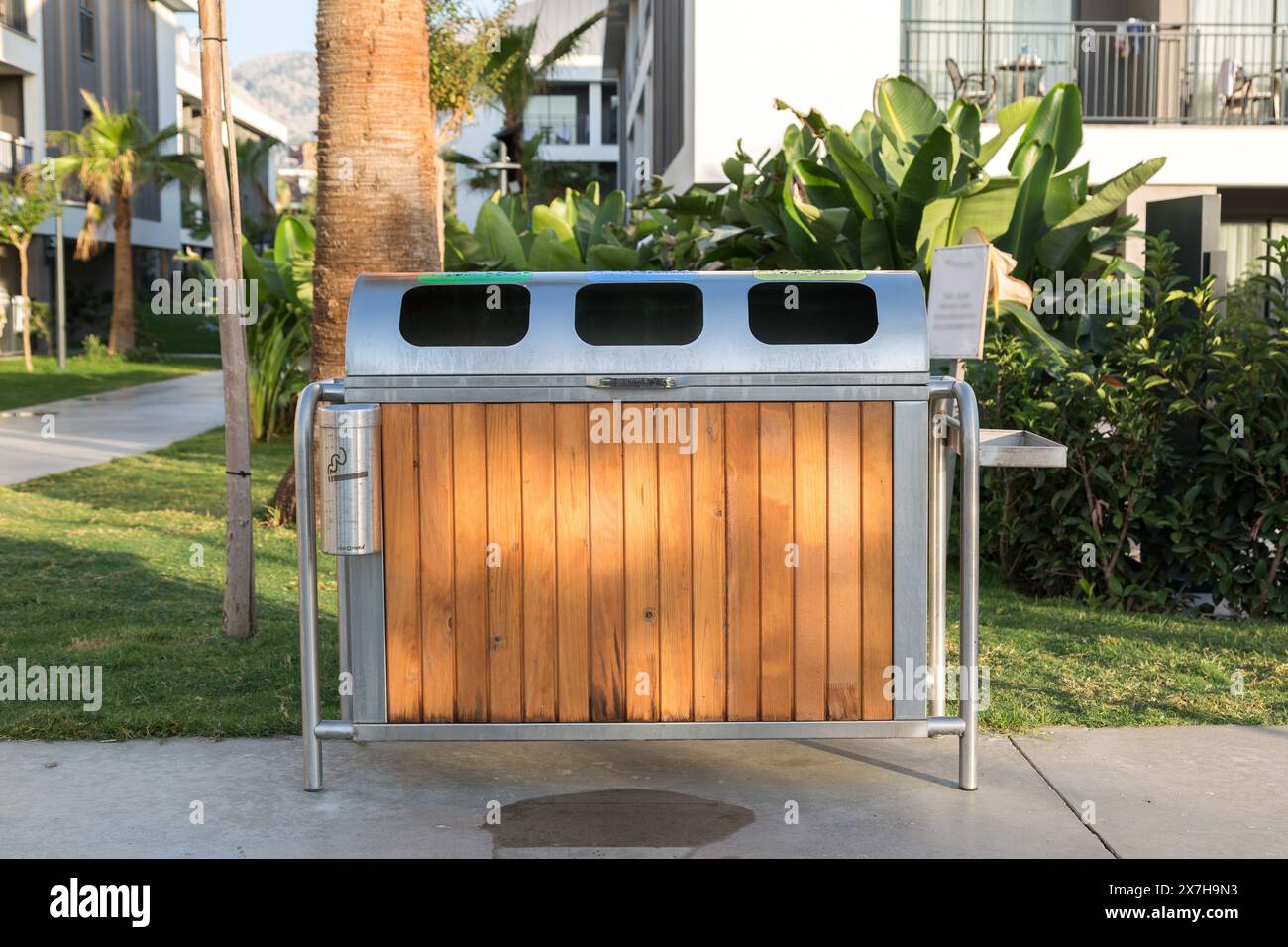 Recycling bin for three classes of waste Stock Photo - Alamy