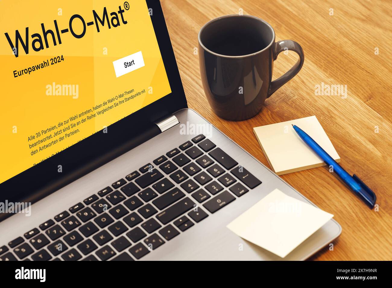 20 May 2024: Laptop computer on a desk with the logo from the website ...