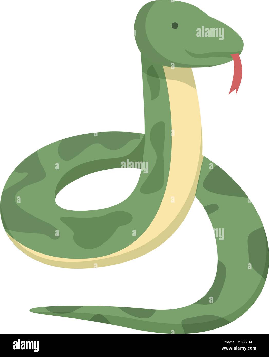 Playful vector illustration of a smiling green snake with a simple ...