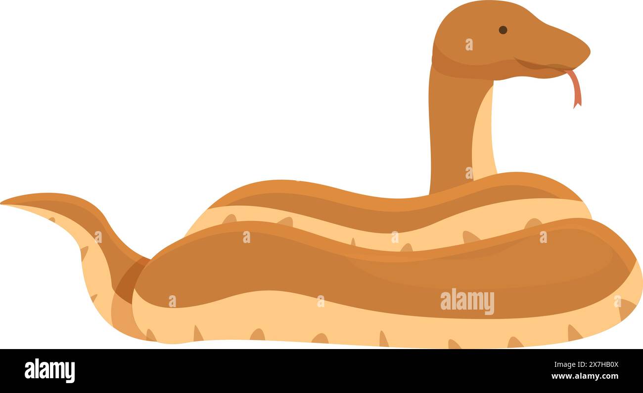 Digital illustration of a cute brown snake with a simple white ...