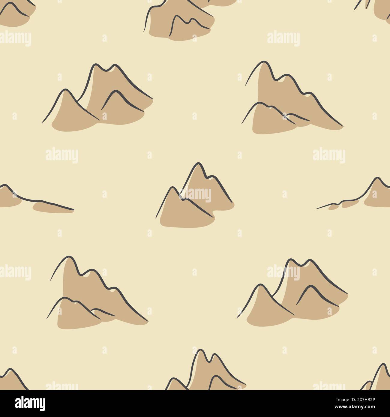 Hand drawn mountain seamless pattern. Landscape pattern. Vector ...