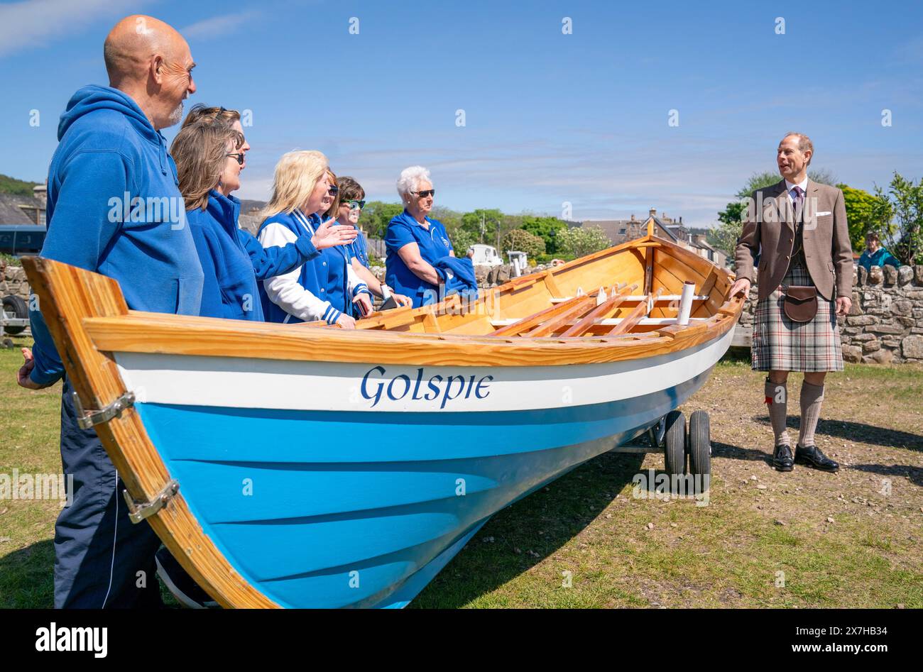 The Duke of Edinburgh meets members of the Golspie Rowing Club by the ...