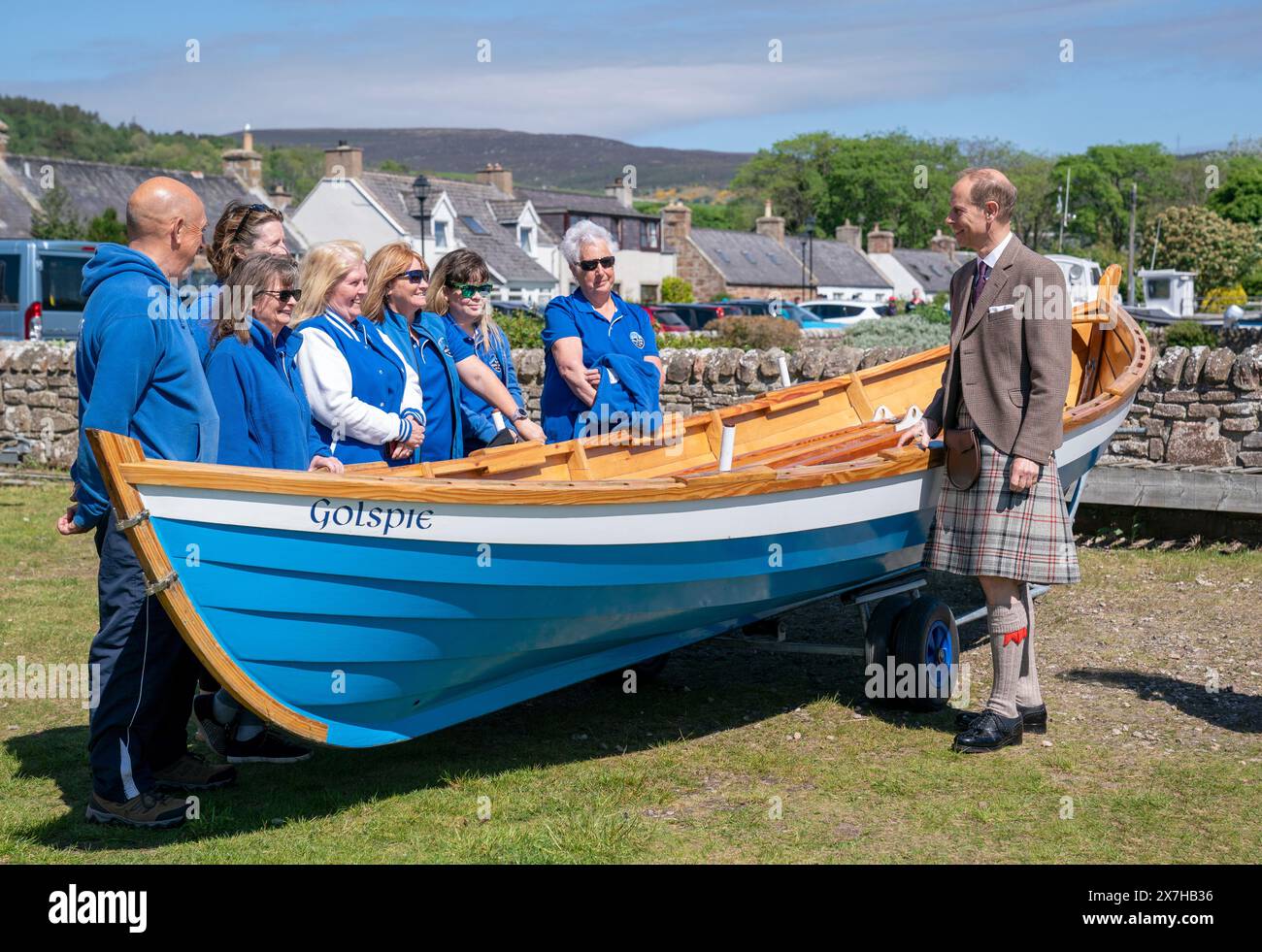 The Duke of Edinburgh meets members of the Golspie Rowing Club by the ...