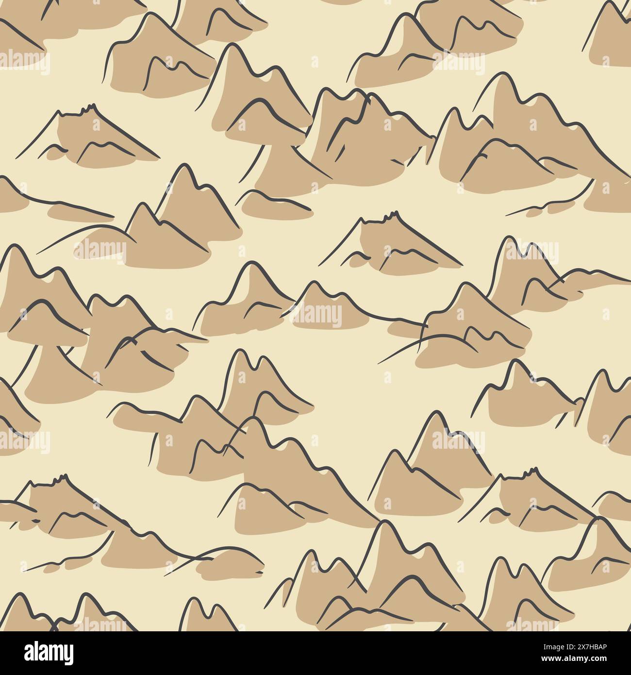 Hand drawn mountain seamless pattern. Landscape pattern. Vector ...