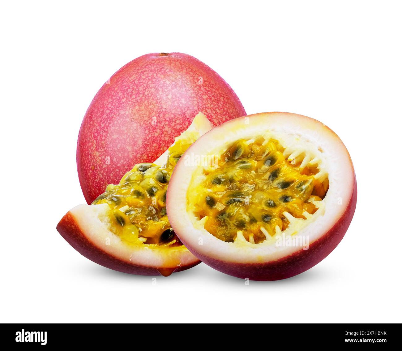 Red passion fruit isolated on white background. passion fruit clippig ...