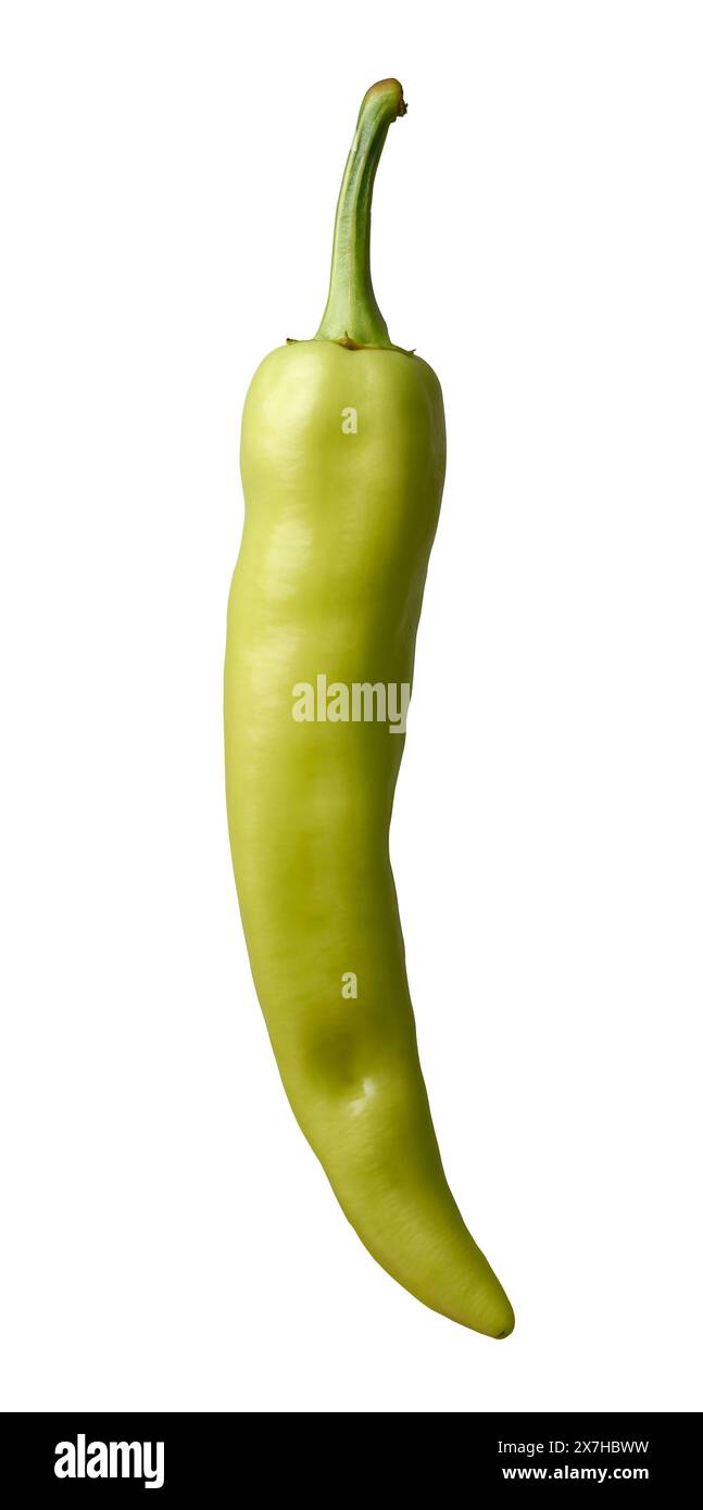 banana pepper isolated white background, long curved shape with mild ...