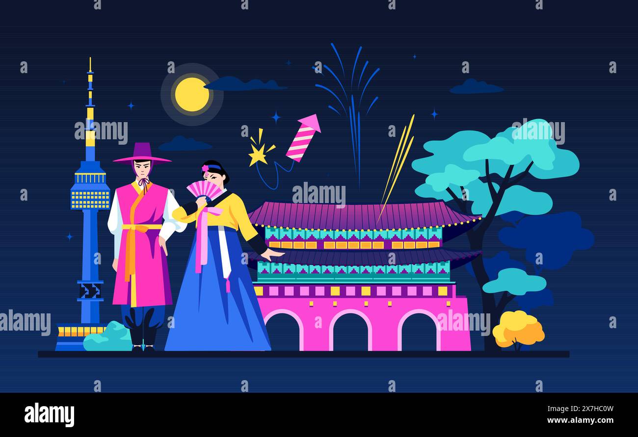 Come to rest in South Korea - modern colored vector illustration Stock ...