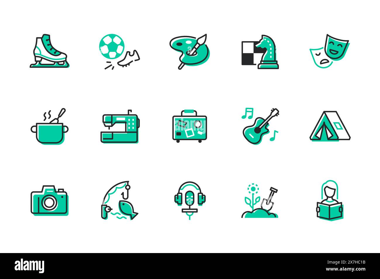 Hobbies and entertainment - set of line design style icons Stock Vector ...
