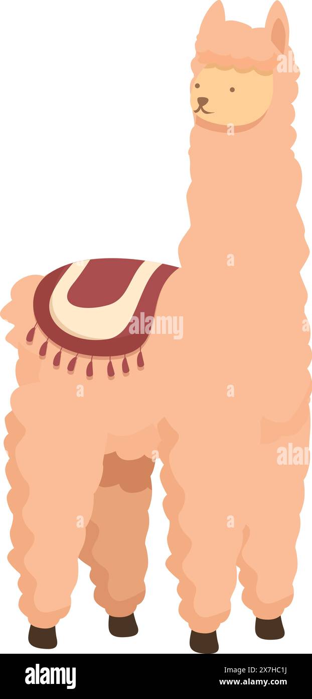 Adorable and cheerful cute cartoon alpaca illustration in vector format ...