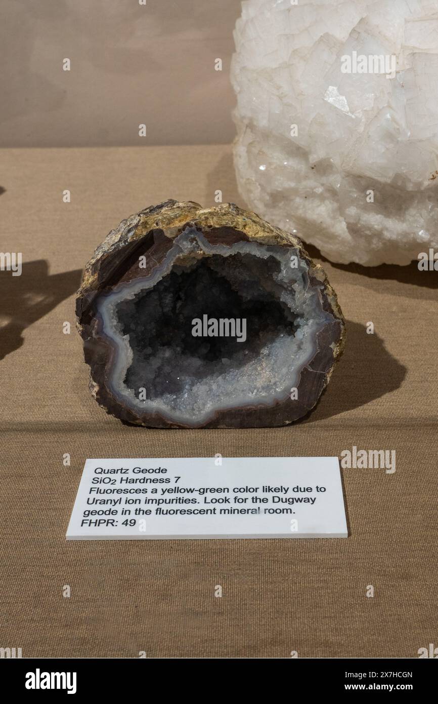 Quartz geode, a mineral in the Utah Field House of Natural History ...