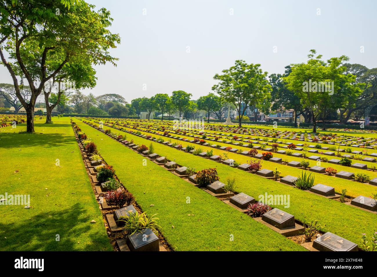 Allied POW cemetery next to the Death Railway Museum in Kanchanaburi ...