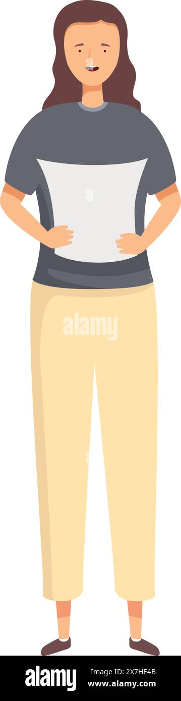 Vector graphic of a relaxed young woman standing with a neutral ...