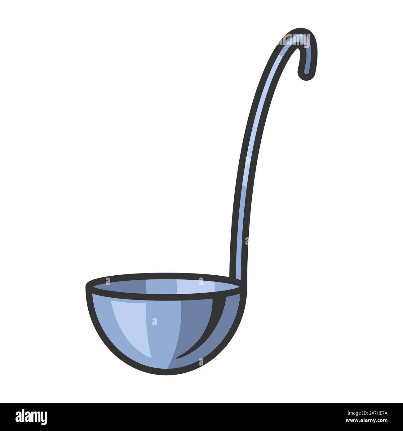 Illustration of cooking ladle. Stylized kitchen and restaurant utensil ...