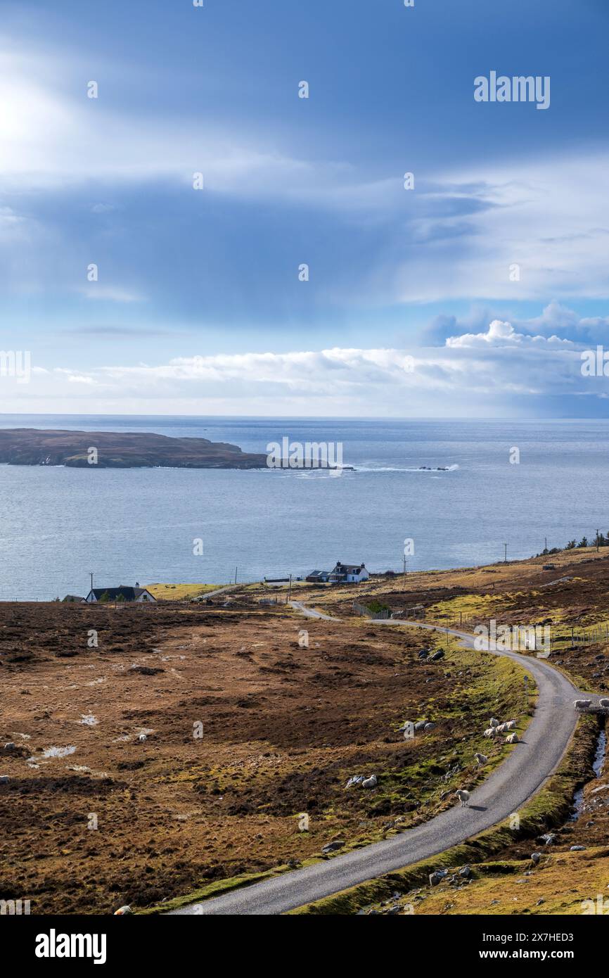The single track road heading to Altandhu and Reiff on the Coigach ...