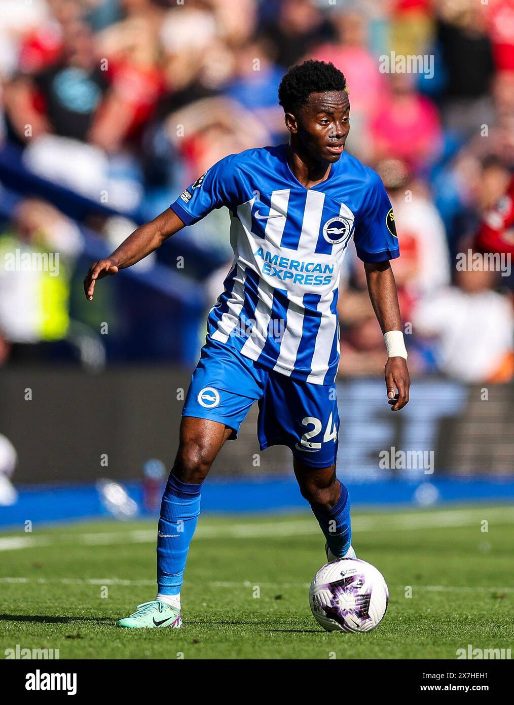 Brighton and Hove Albion's Simon Adingra in action during the Premier ...