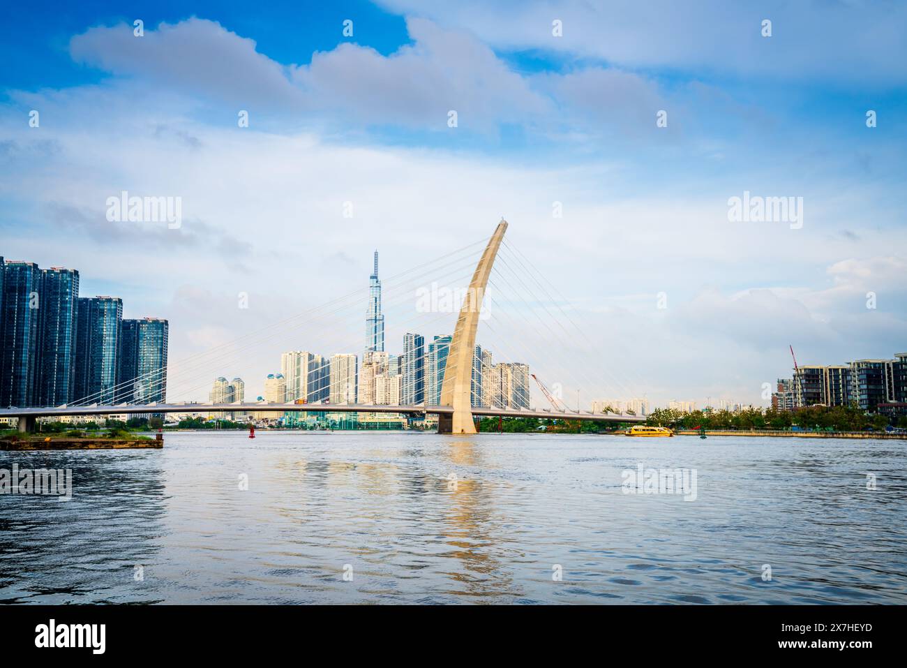 Ba Son Bridge or Thu Thiem 2 Bridge across Saigon River in Ho Chi Minh ...