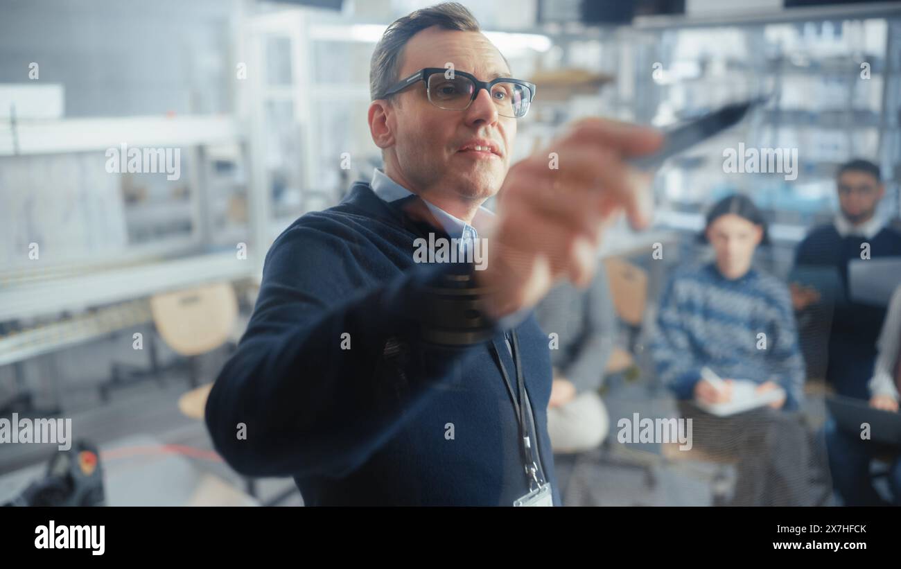 Complex man writing on transparent hi-res stock photography and images ...