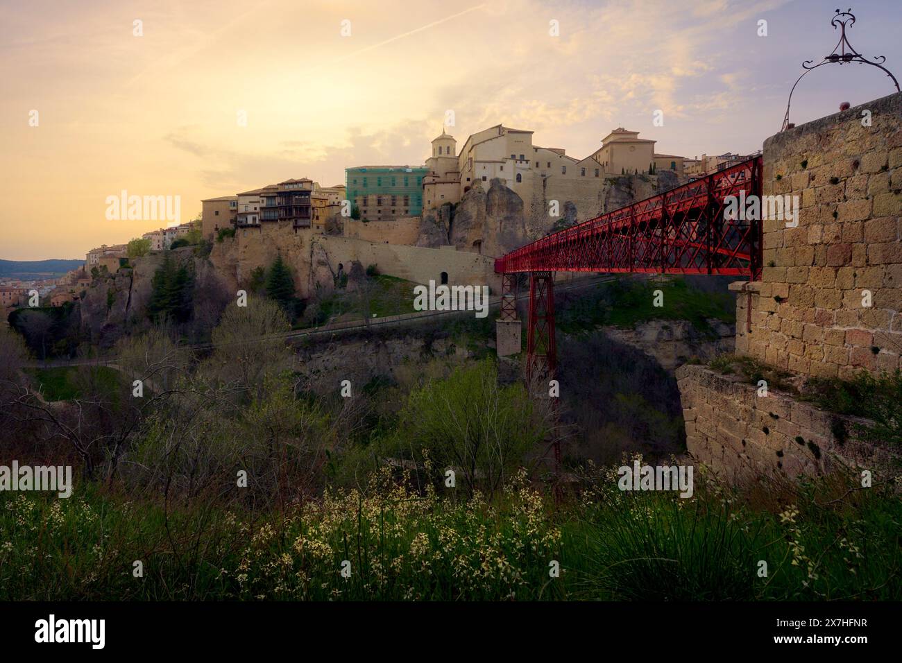 Sunset at the well known "Casas Colgadas" of Cuenca (Spain Stock Photo ...