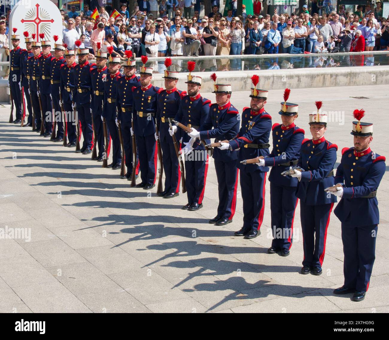 Military display by fusilier soldiers of the Royal Guard in front of ...
