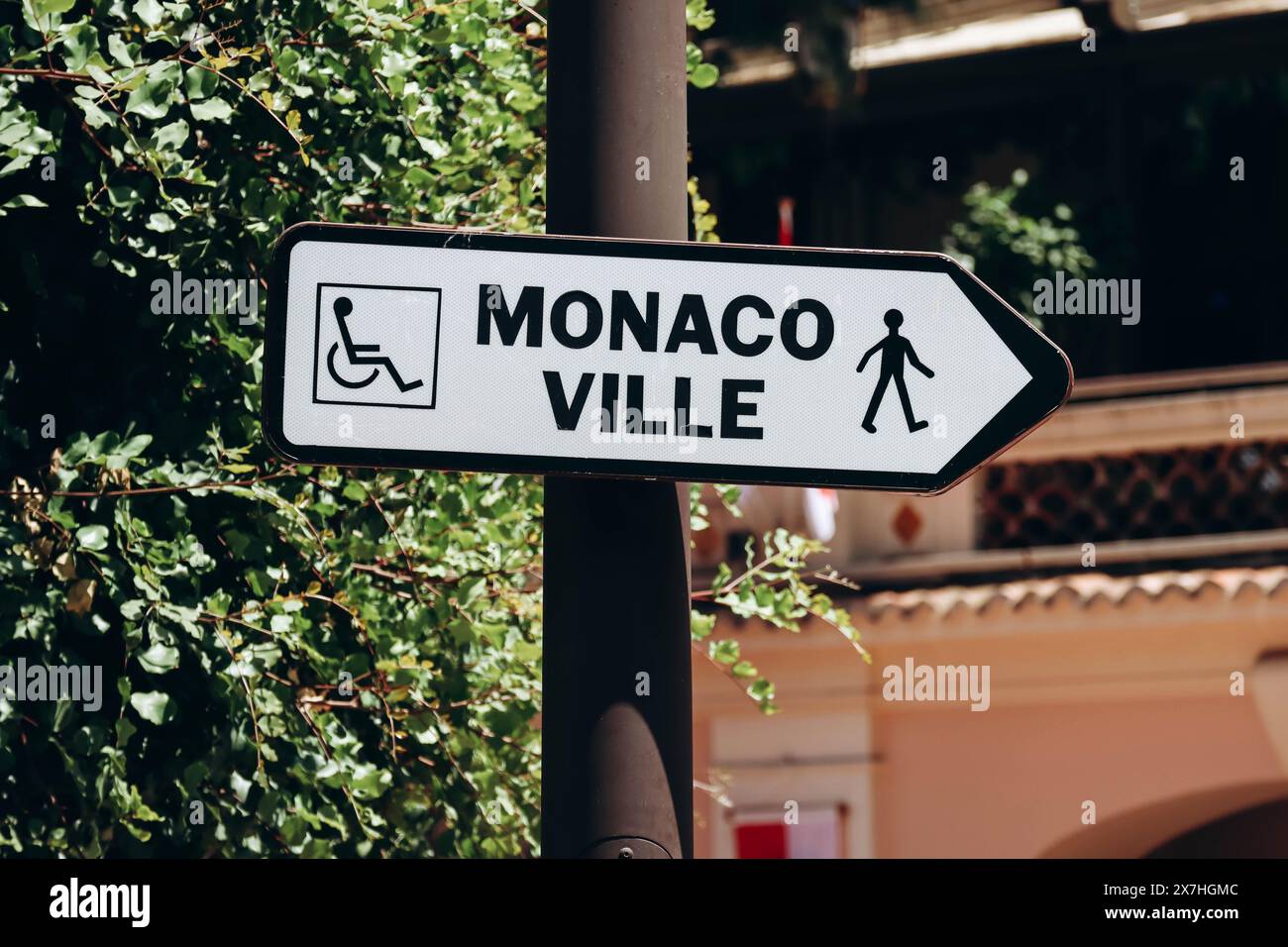 Monaco, Monaco - 25 June 2023: Signpost on the street in Monaco Stock ...
