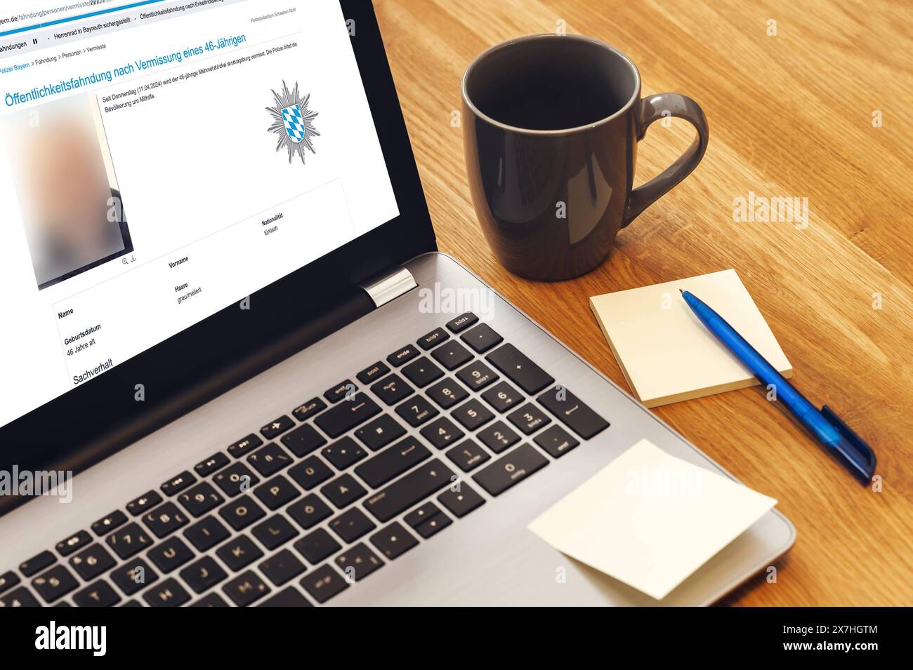 20 May 2024: Laptop computer on a desk with the police website, missing ...