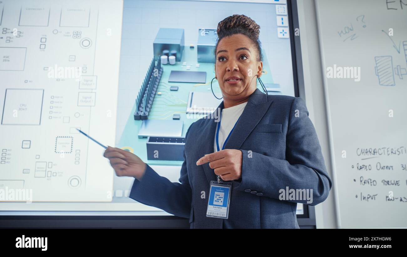 Black Female Teacher Uses Digital Interactive Whiteboard, Talks to ...