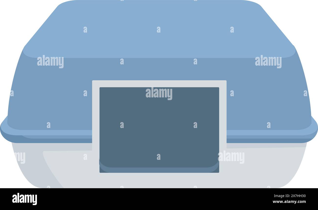 Vector icon of a blue styrofoam takeout box, isolated on white ...