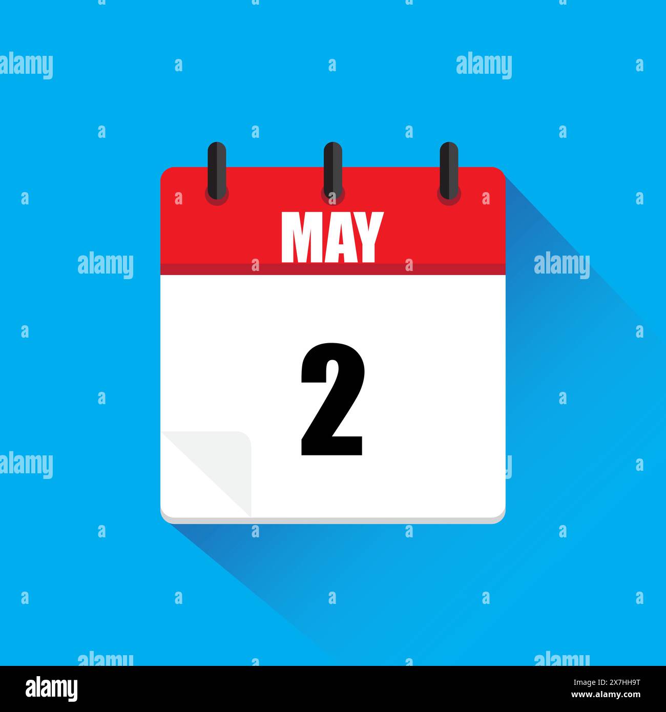 Calendar icon. Red and white. May 2. Vector illustration Stock Vector ...
