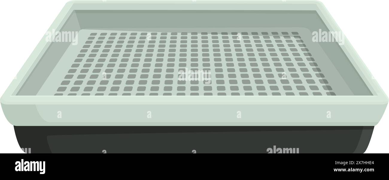 Digital graphic of a sleek, empty pet litter tray on a white background ...