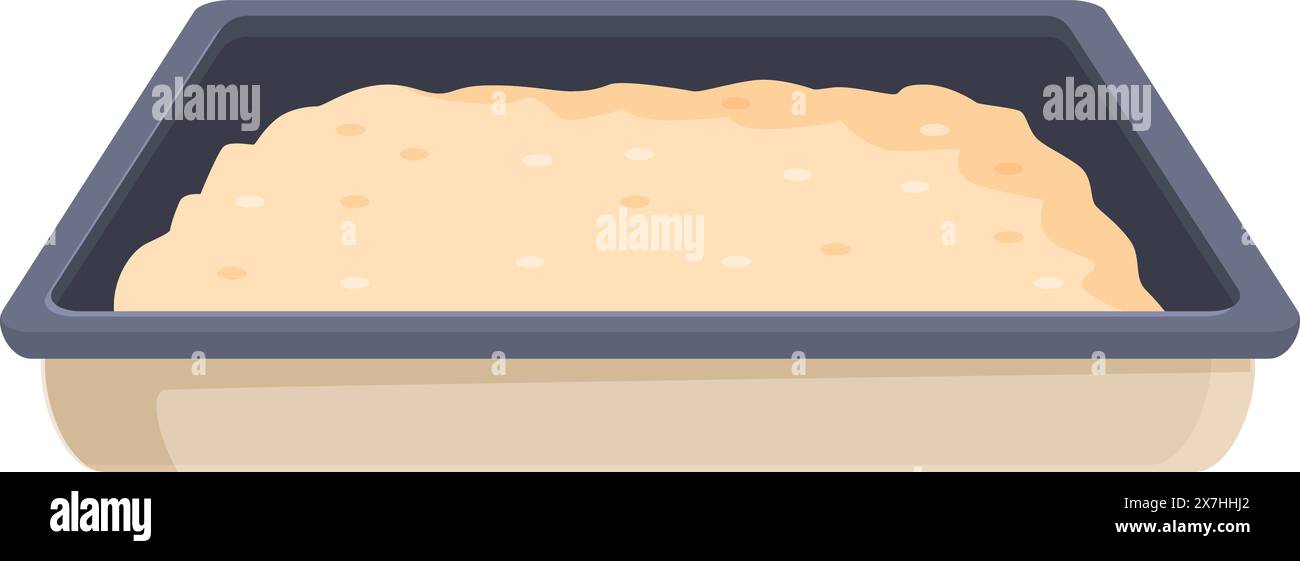 Vector illustration of raw pie crust dough in a baking tray, ready for ...