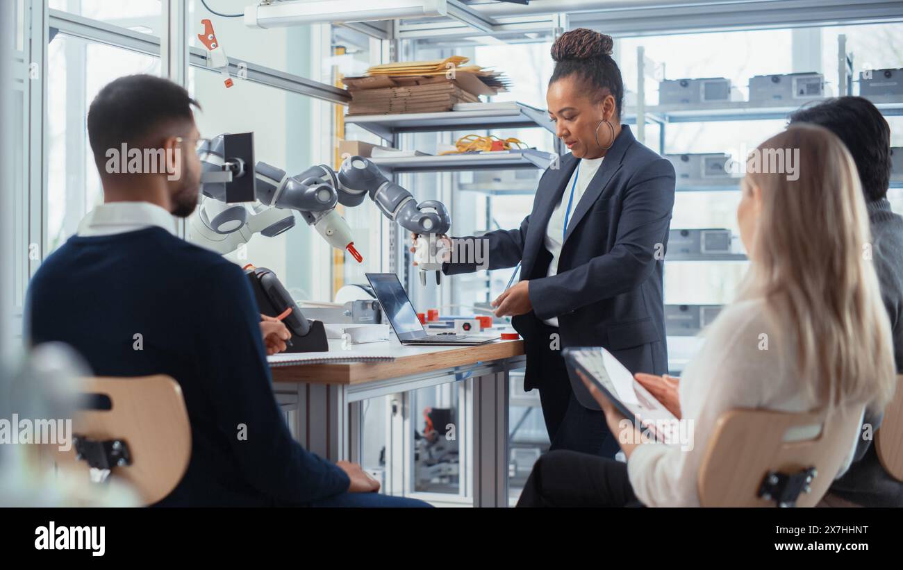 Multi-Ethnic Office, Conference Room. Female Developer does ...
