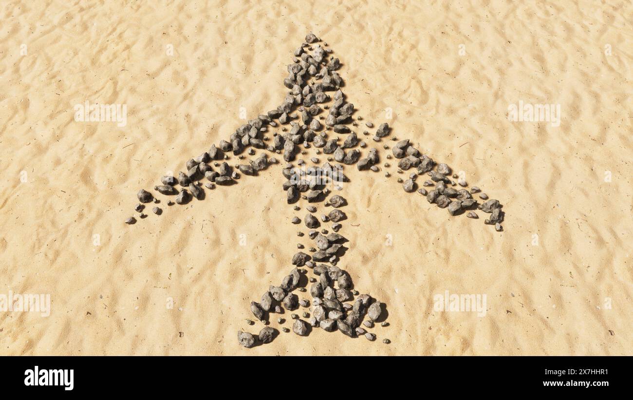 Concept conceptual stones on beach sand handmade symbol shape, golden ...