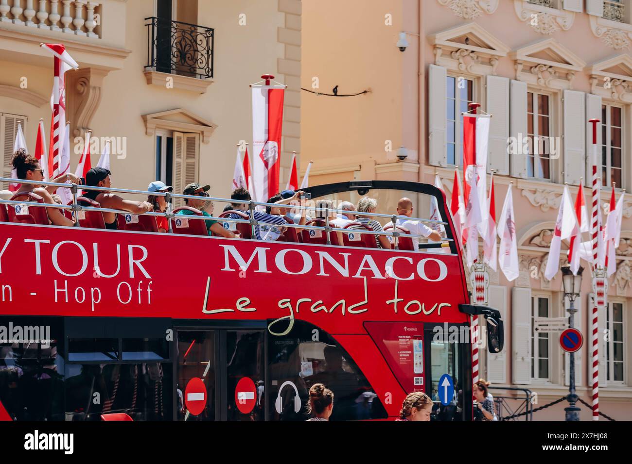 Monaco, Monaco - 25 June 2023: A tourist bus in Monaco passes through ...