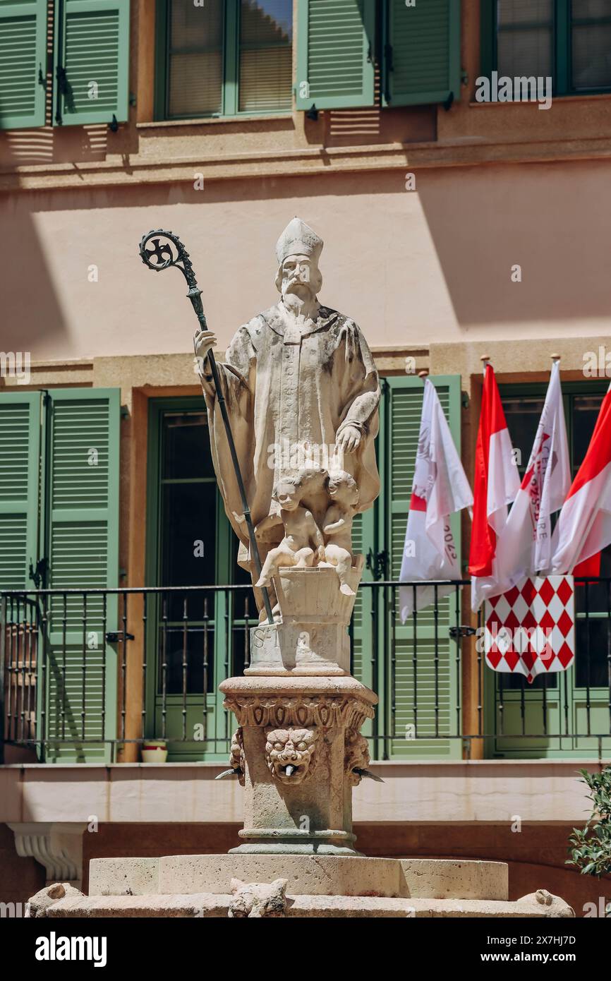 Monaco, Monaco - 25 June 2023: Saint Nicholas Fountain in Monaco Stock ...