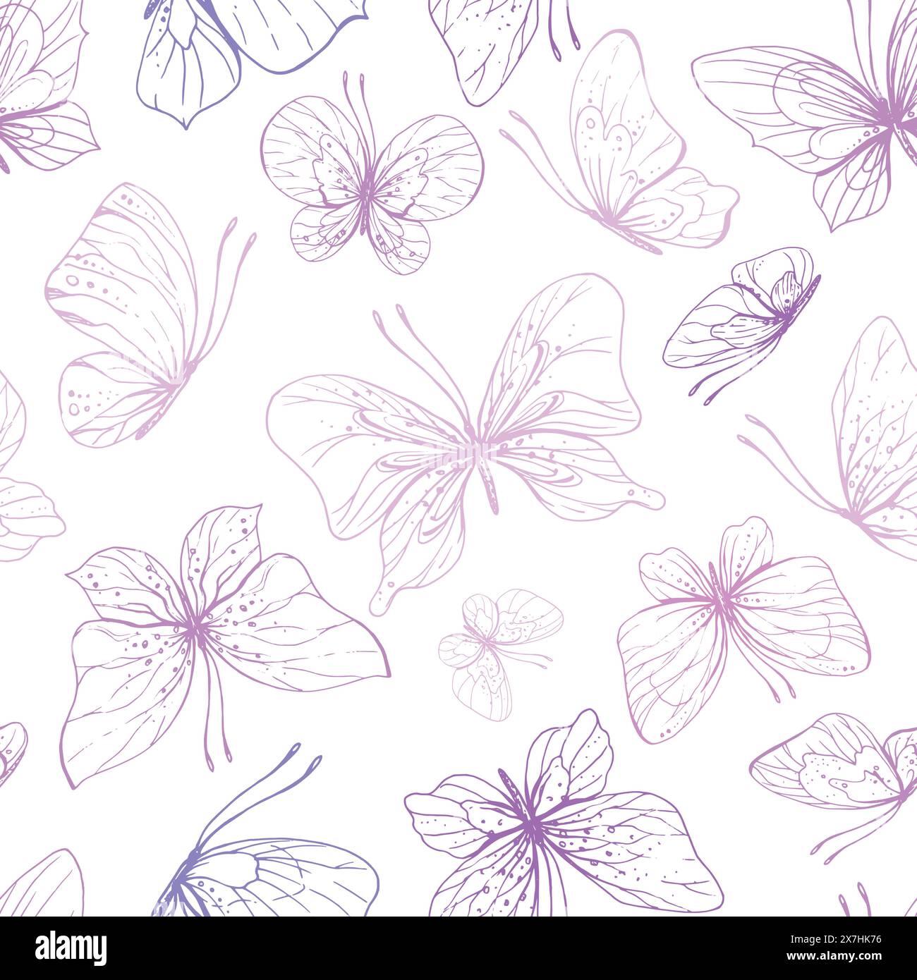 Butterflies are pink, blue, lilac, flying, delicate line art, clip art ...