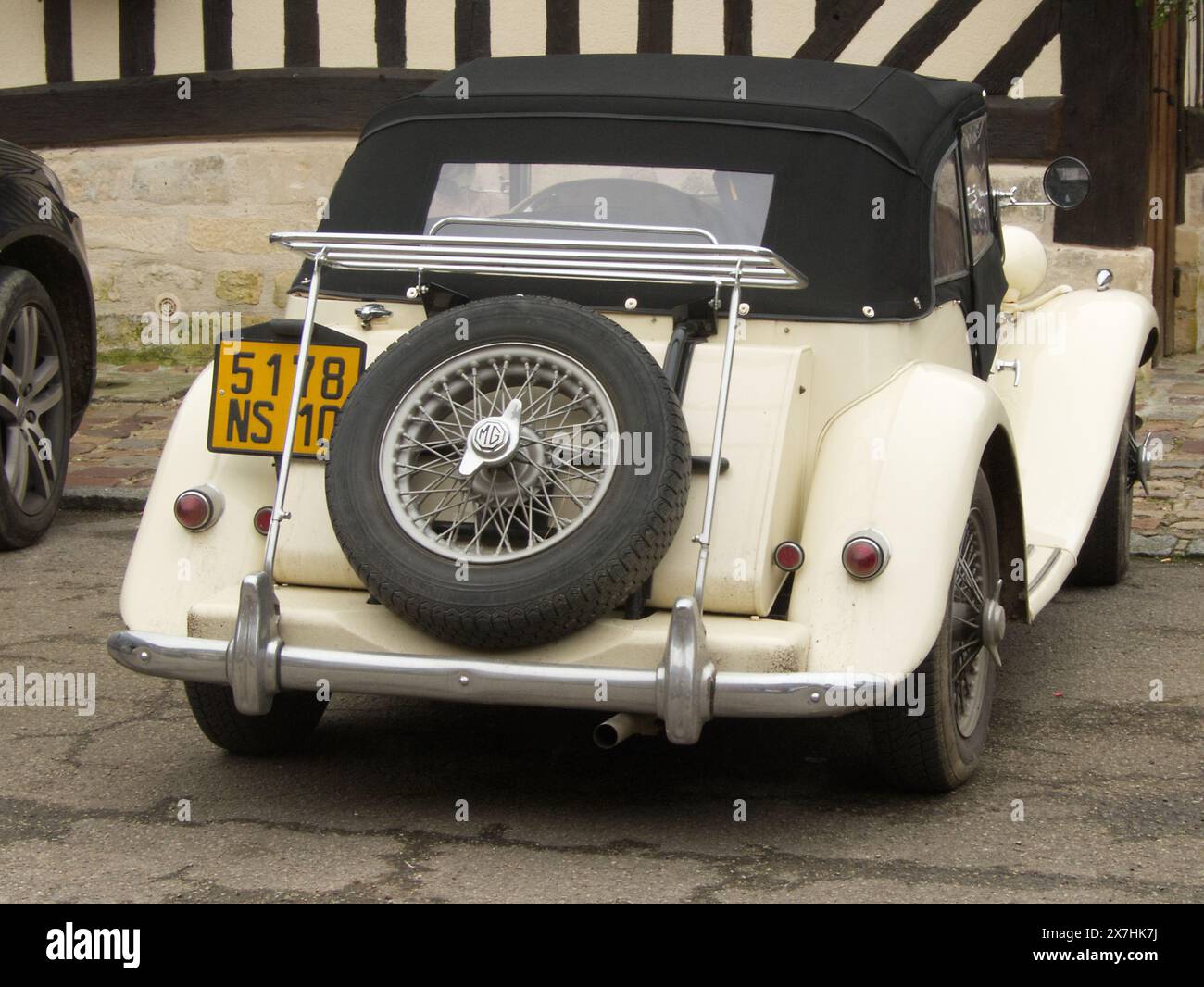 Cream Convertible MGA Sports car rear Stock Photo - Alamy