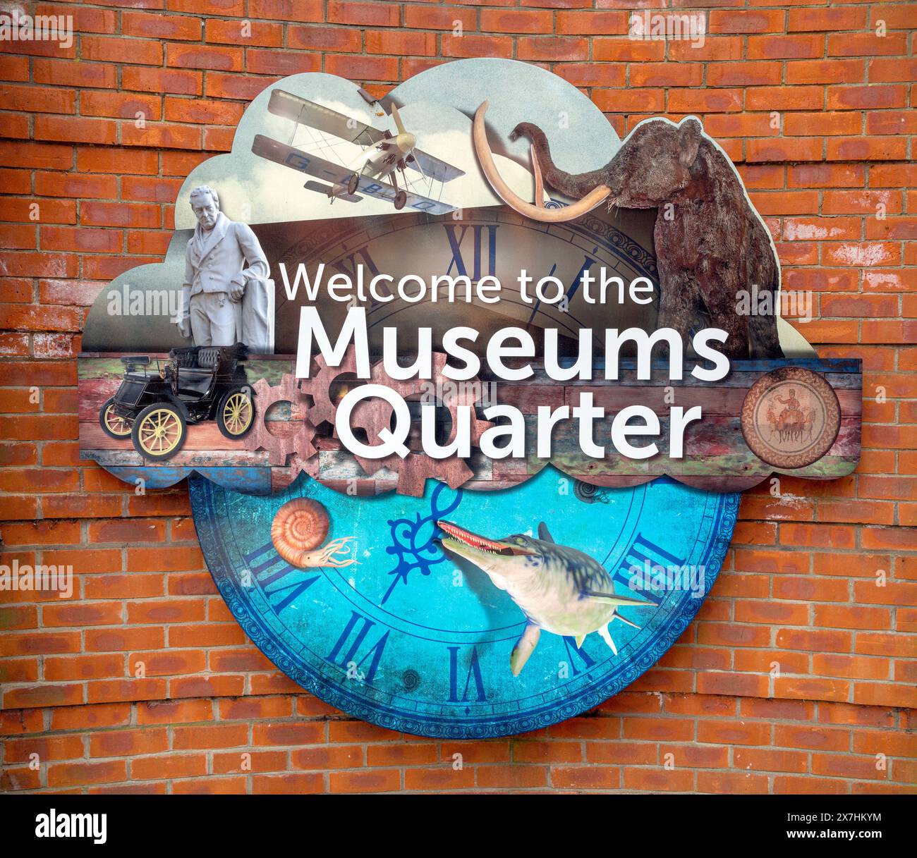 Sign for the Museums Quarter in the old town, Kingston upon Hull ...