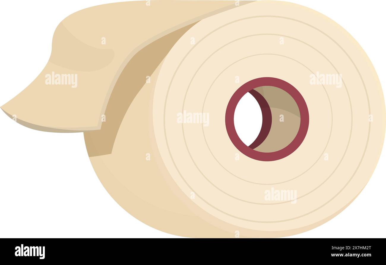 Flat vector illustration of a cartoon adhesive tape roll with a visible ...