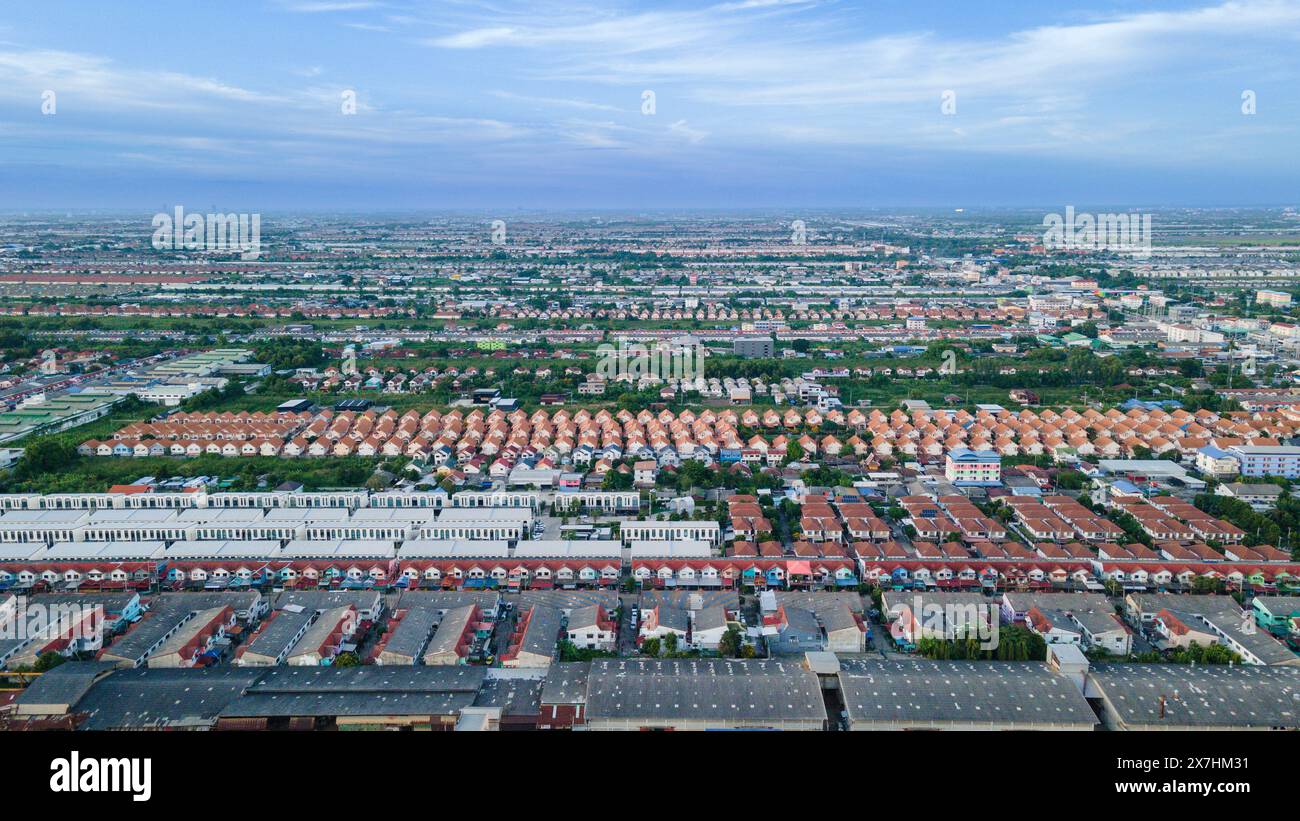 An aerial view of the housing estate and the beautiful sky Stock Photo ...